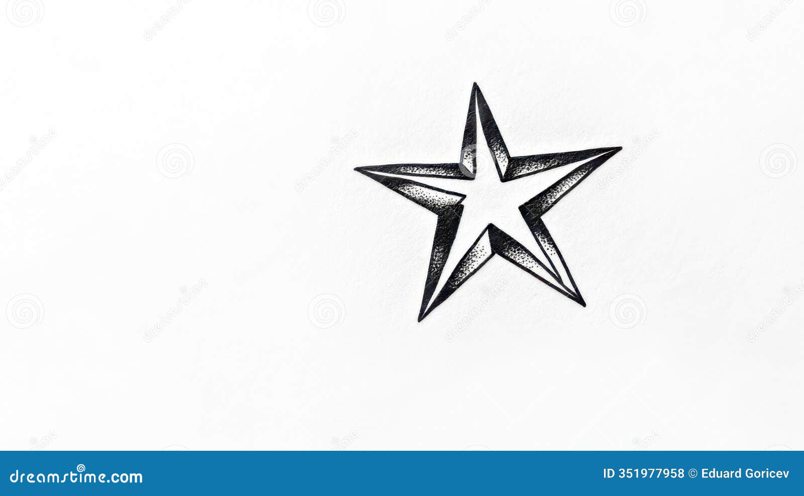 Five Pointed Star Drawing with Shading and White Background Stock Photo ...
