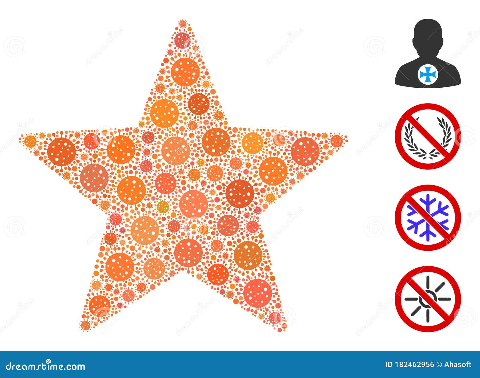 Five Pointed Star Mosaic of Covid Virus Elements Stock Illustration ...