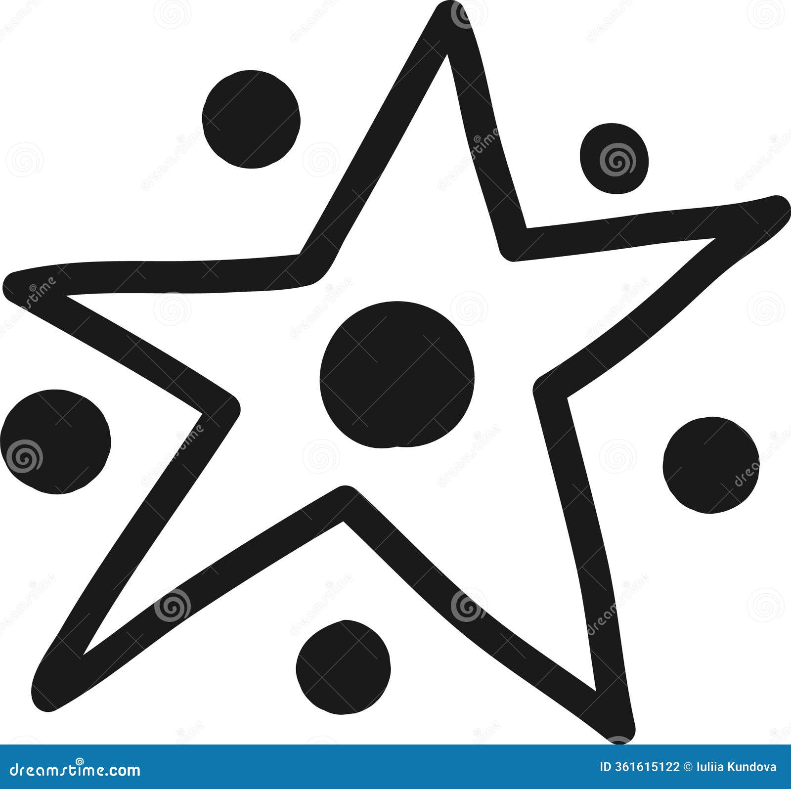 Five Pointed Star with a Thick Black Outline is Surrounded by Five ...