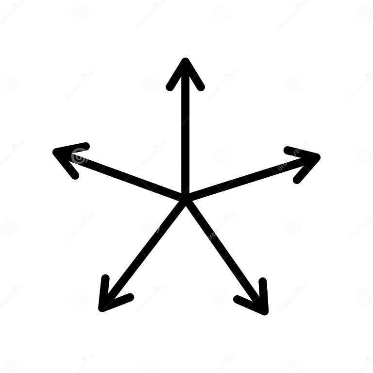 Five-pointing Outward Arrow Icons in Linear Style. Vector. Stock ...