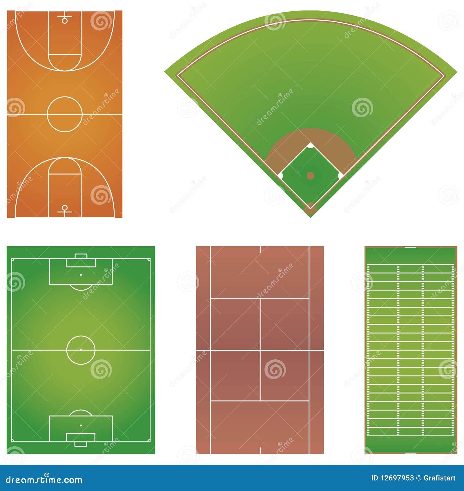 Five Popular Sport Field Layouts Isolated Stock Vector - Illustration ...