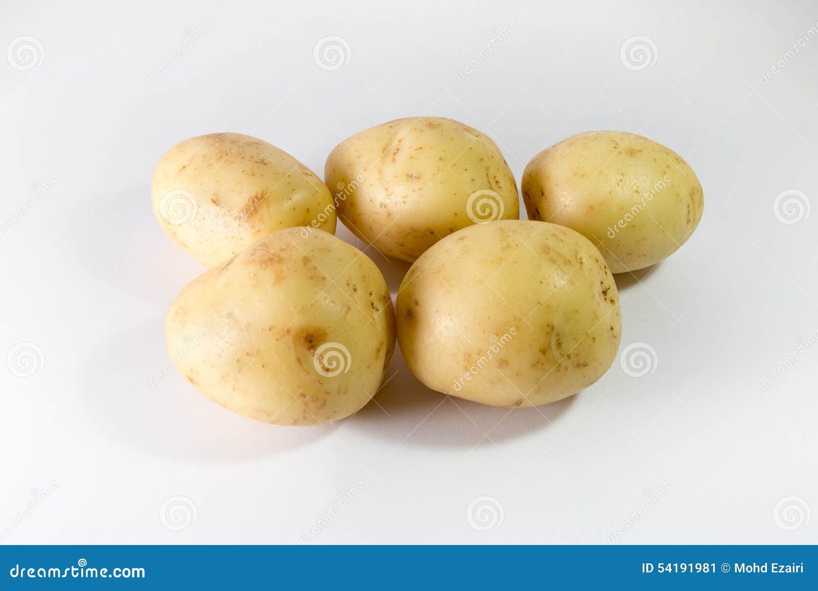 Five Potatoes, Full Nutritional Ingredients, On A Bamboo Board Stock ...