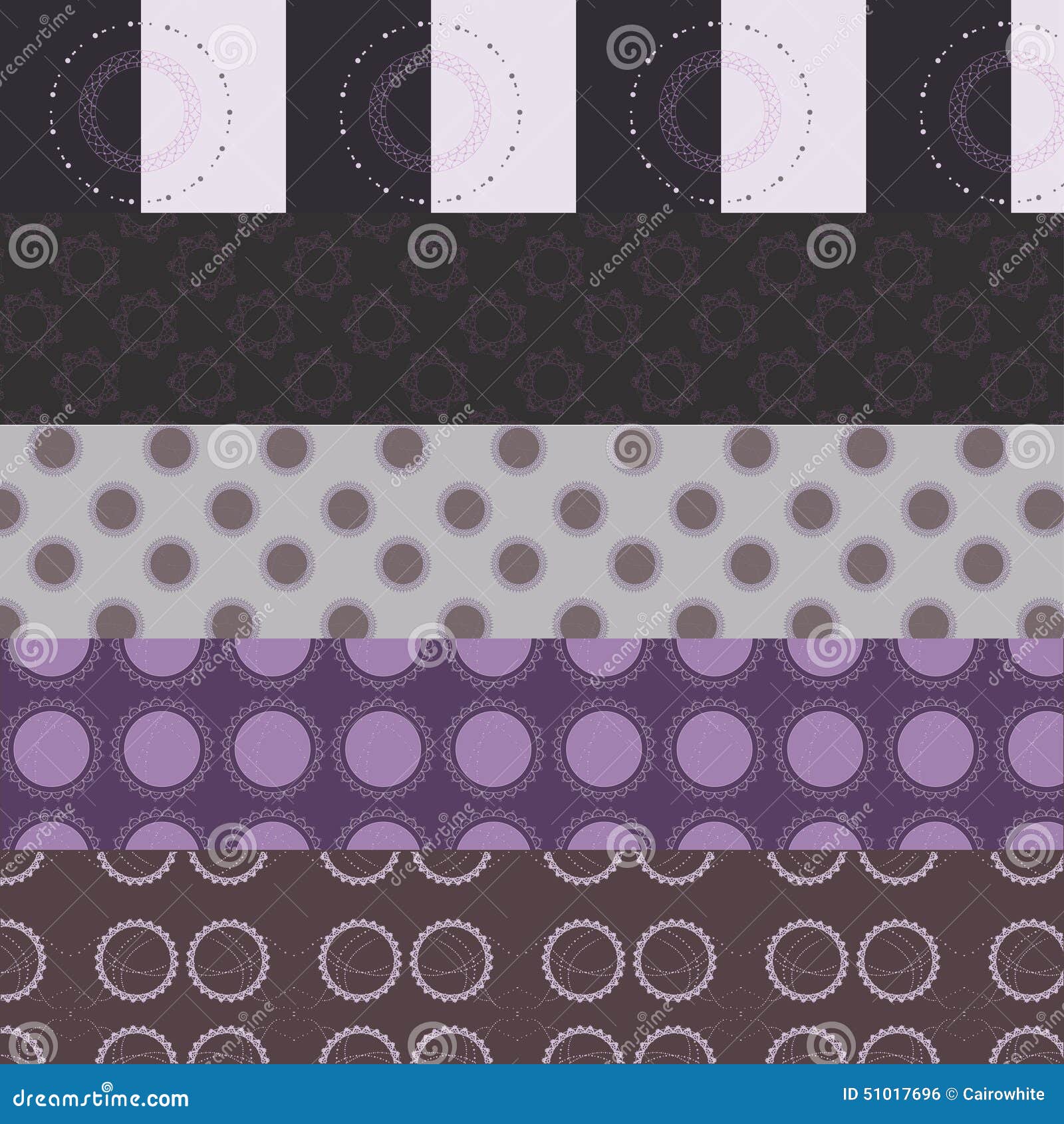 Set of Five Purple Circular Patterns Stock Illustration - Illustration ...