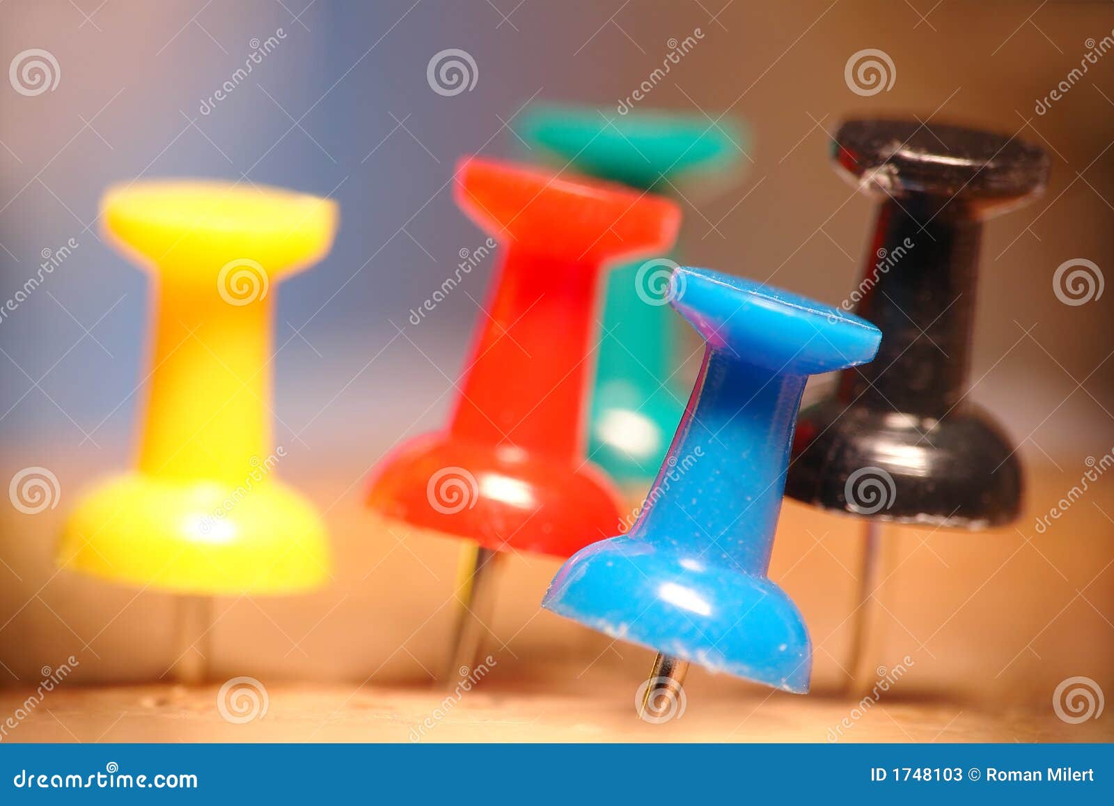 Five pushpins stock image. Image of pinboard, cork, extreme - 1748103