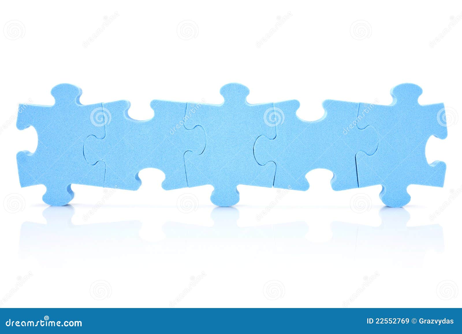 Five Puzzle Pieces Connected in a Row Stock Image - Image of join, form ...