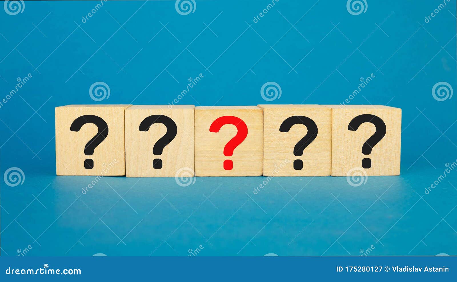 Five Question Marks of Which Four are in Black, and One in the Center ...