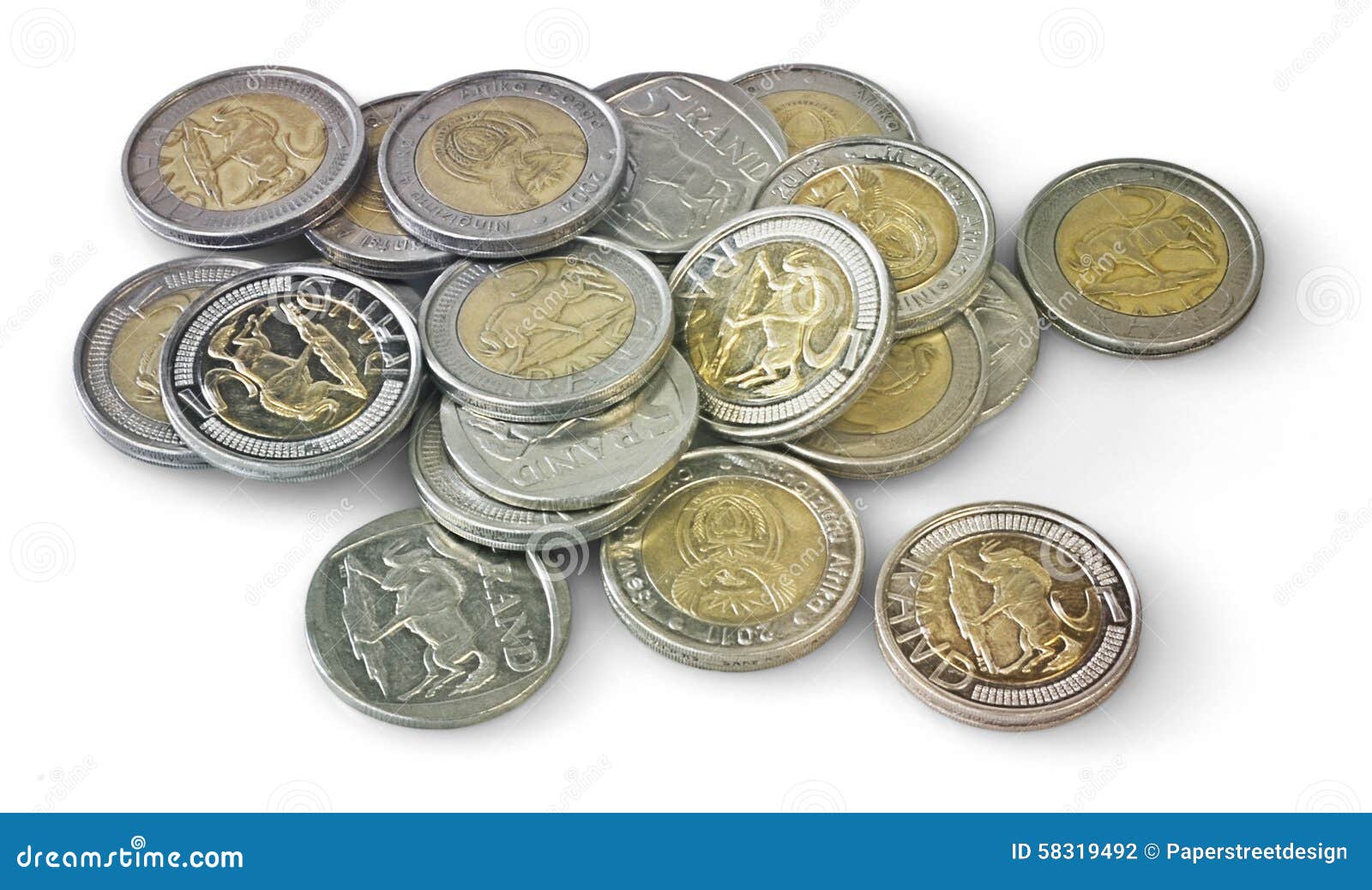 Five Rand Coins stock photo. Image of investment, budget - 58319492