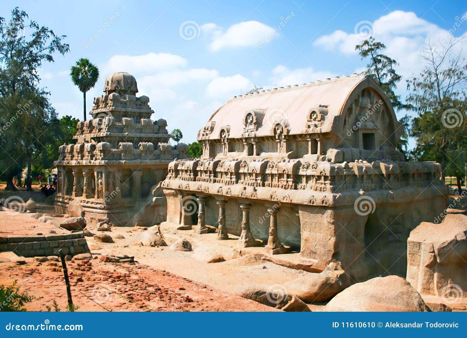 The Five Rathas, Detail On Bhima Ratha, Mahabalipuram Stock Photo ...