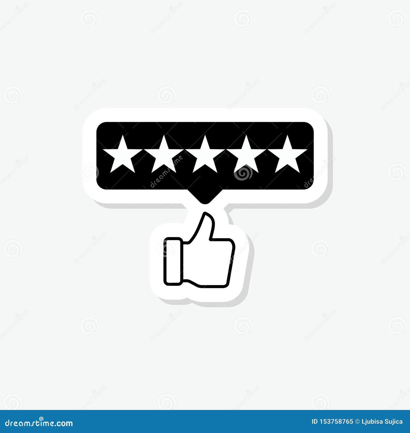 Five Rating Star Like Positive Feedback. Flat Simple Trend Sticker ...