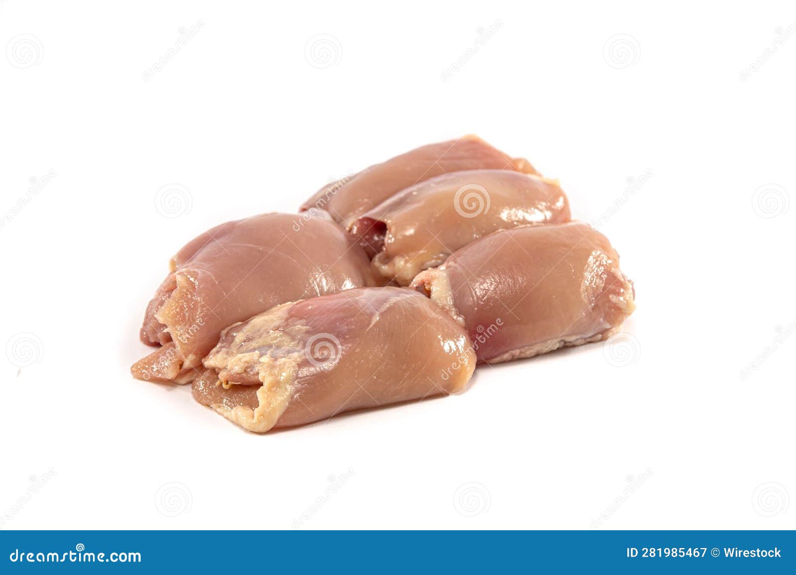 Raw Chicken Filets Rolled Up and Arranged Next To Each Other Stock ...