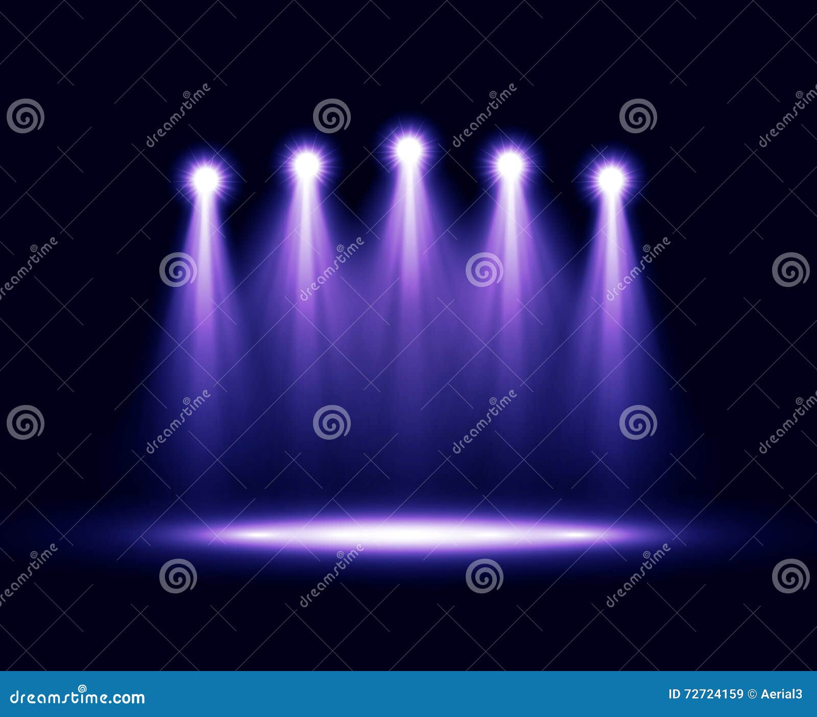 Five Realistic Vector Spotlights Lighting Stock Vector - Illustration ...