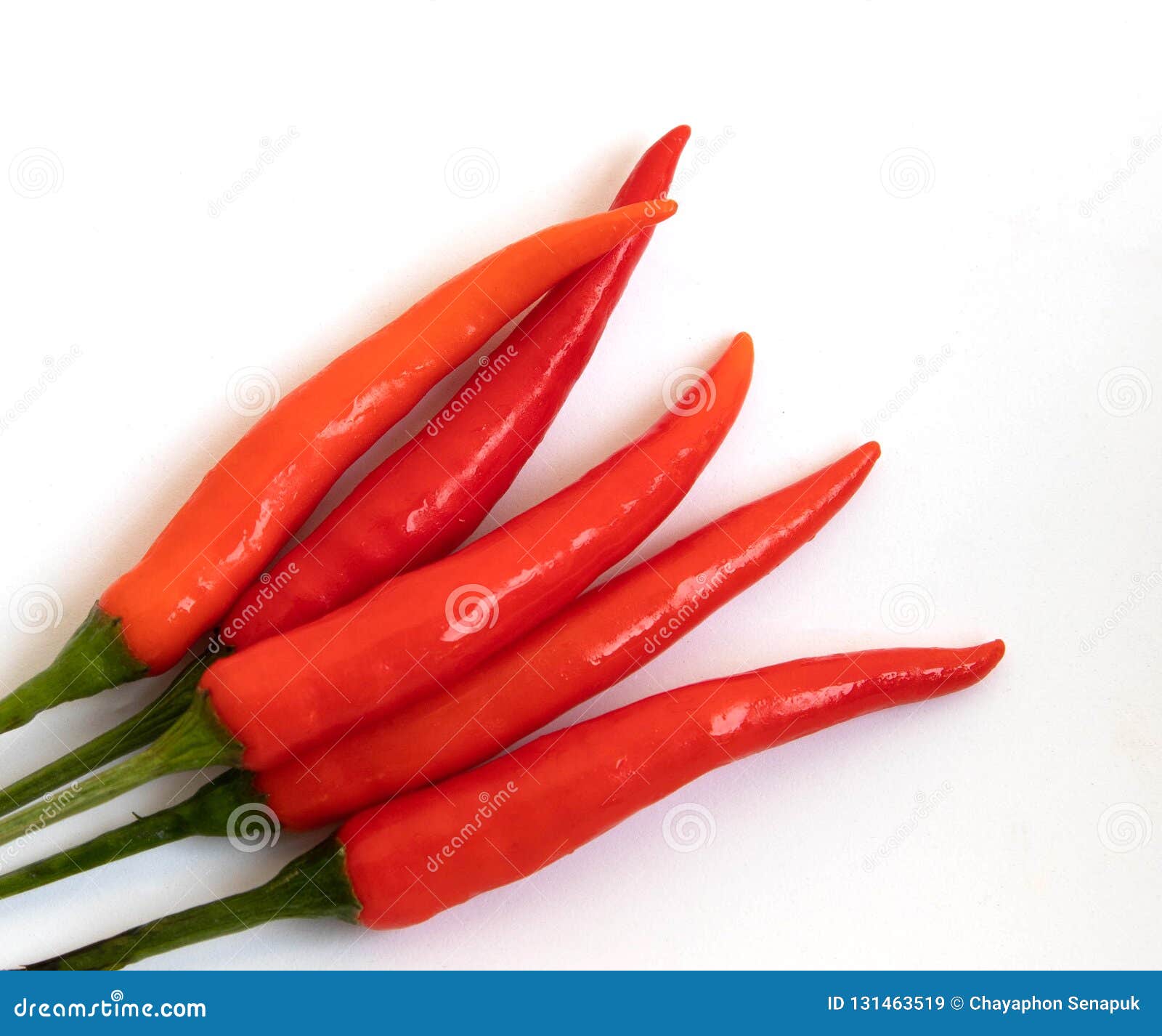 Five Red Chilli Isolate on White Background Stock Image - Image of ...
