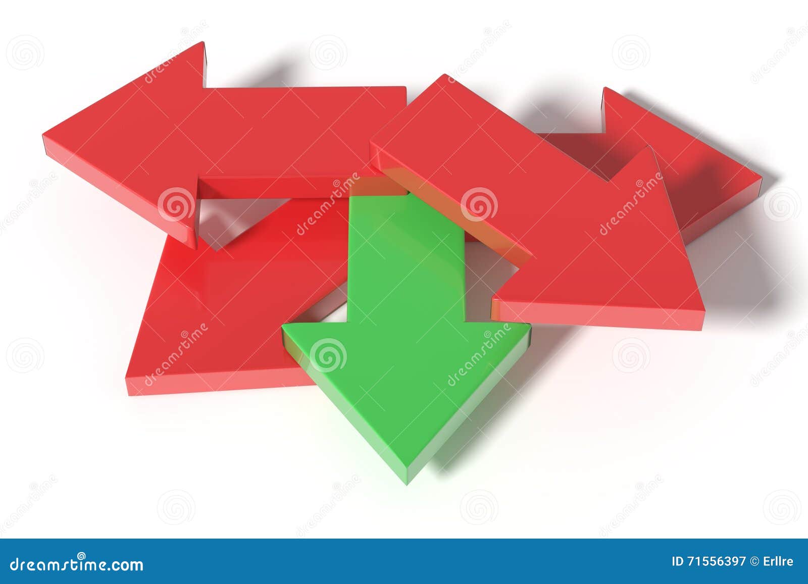Five Red and Green Arrows in Different Directions Stock Illustration ...