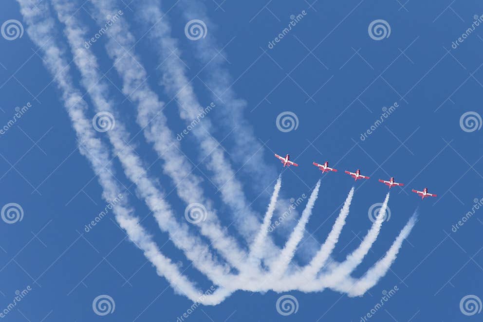 Five Red Jets stock photo. Image of formation, roll, airshow - 6589852