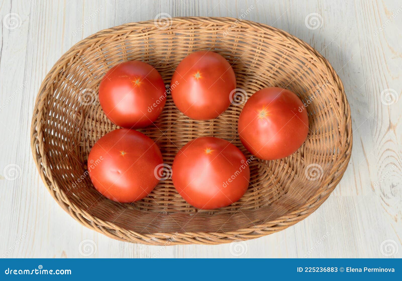 Five Red Large Tomatoes Lie in a Wicker Basket Stock Image - Image of ...