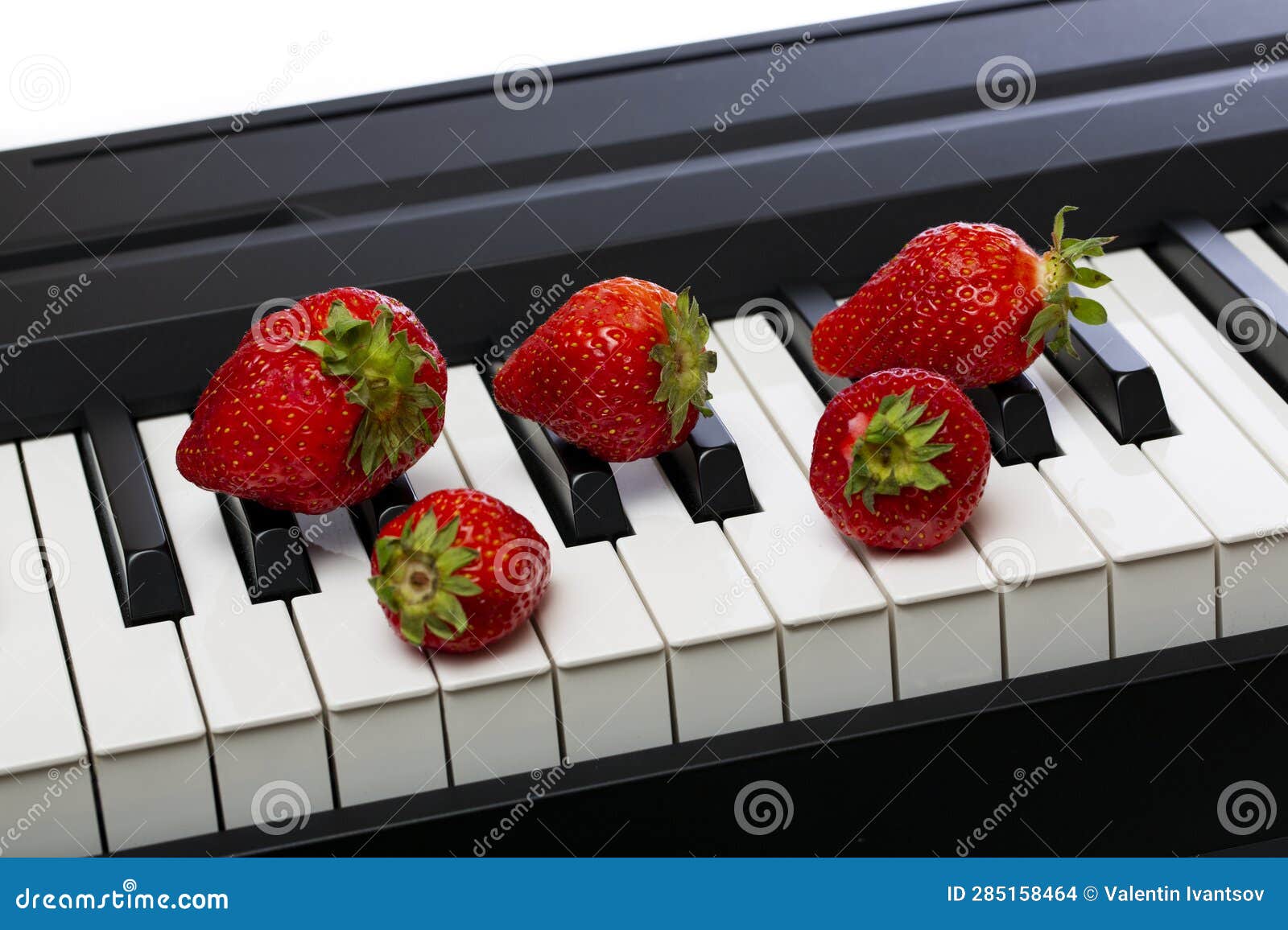 Five Ripe Strawberries on the Piano Keys Stock Photo - Image of closeup ...