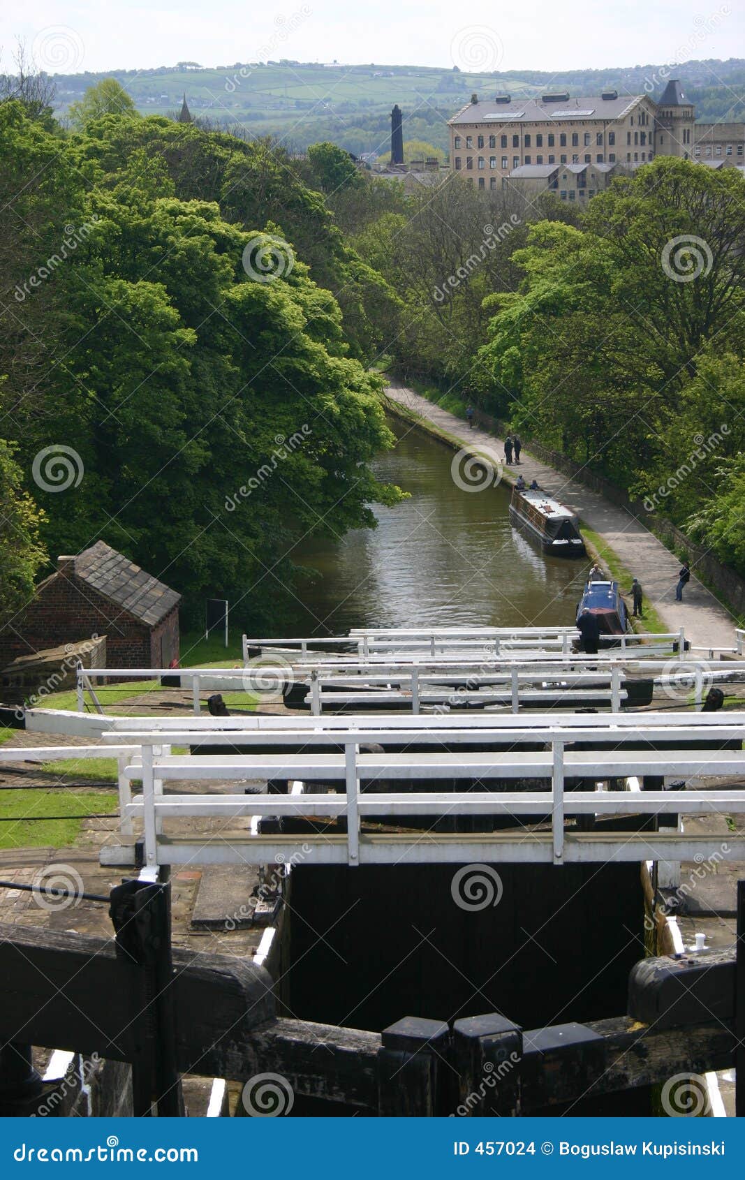 Five rise locks on canal stock photo. Image of hill, canal - 457024