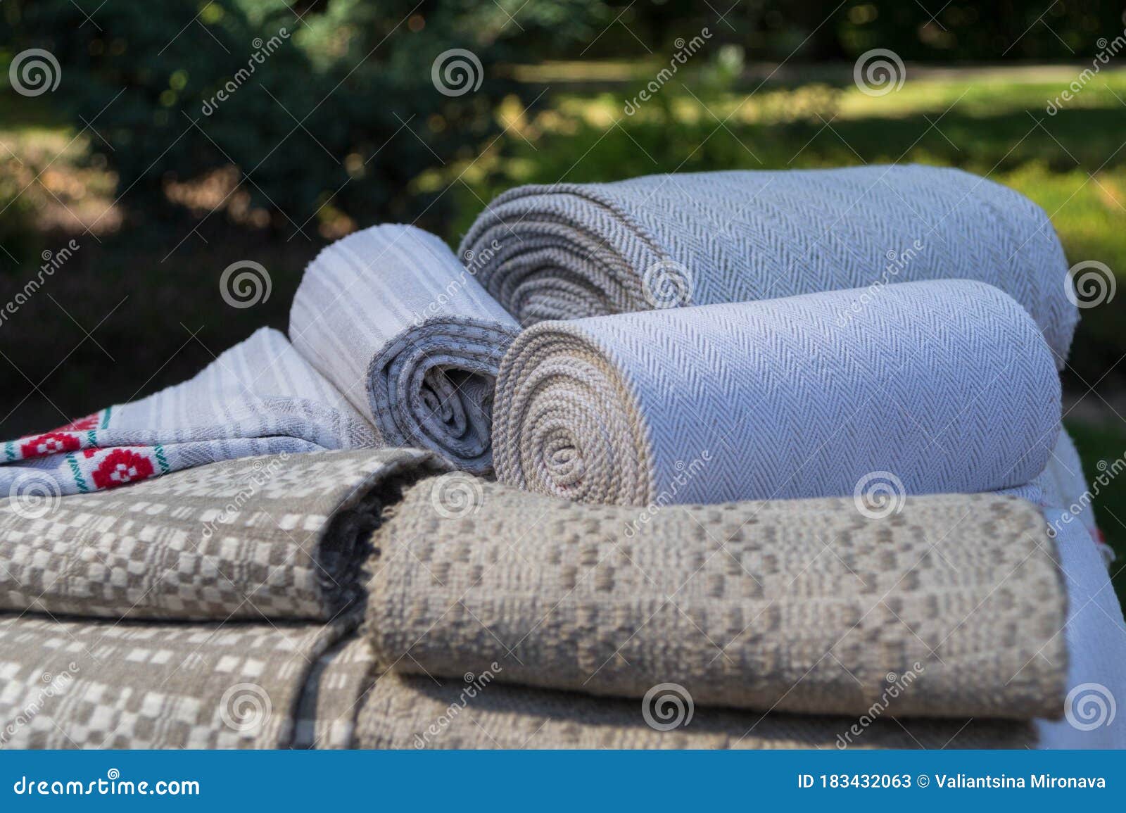 Five Rolls of Homespun Cloth Rolled into Rolls Stock Image - Image of ...