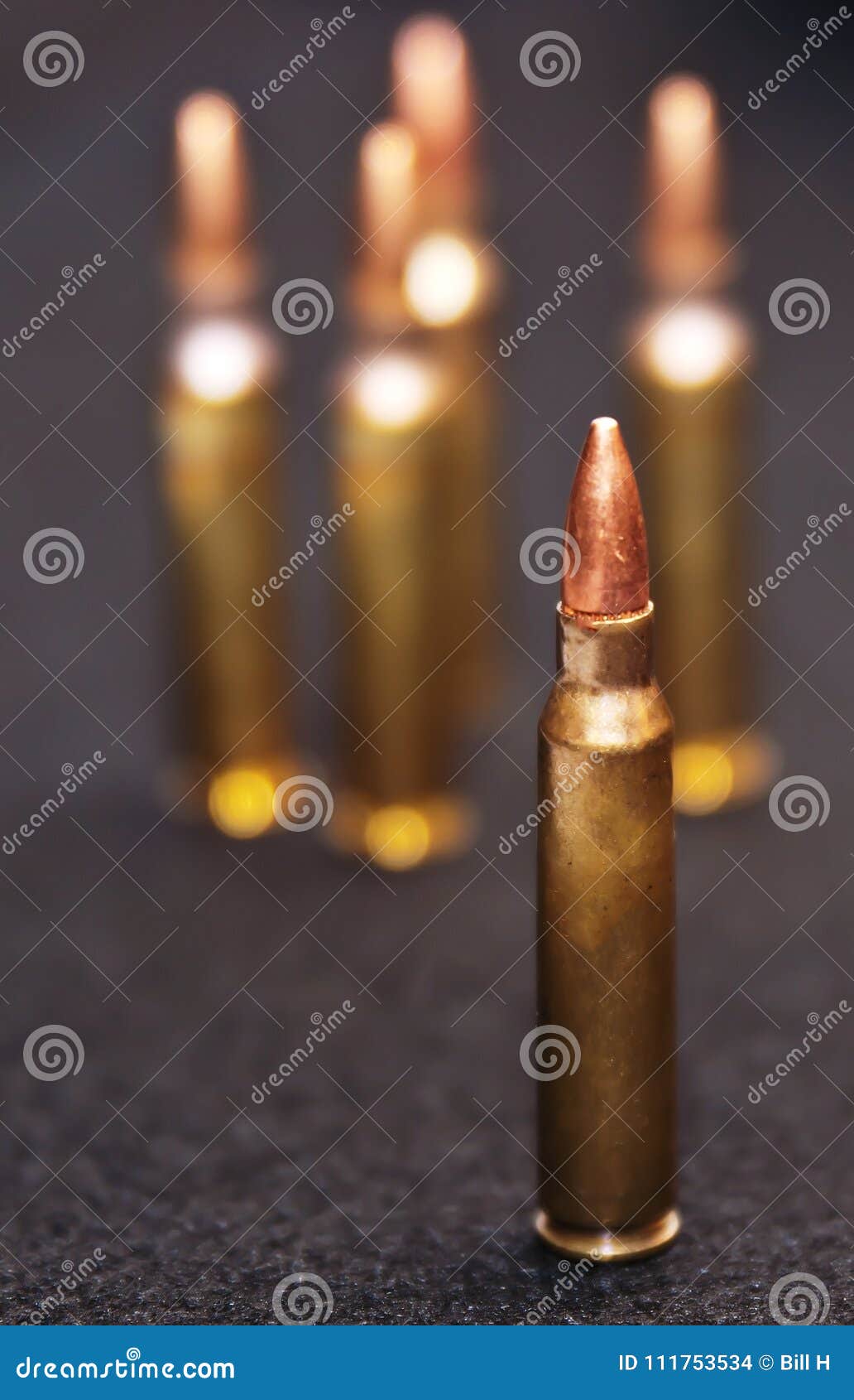 Five .223 bullets stock photo. Image of ammo, bronze - 111753534