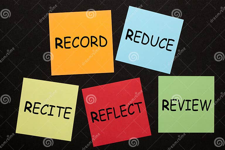 The Five Rs of Note. Study for Success Stock Photo - Image of ...