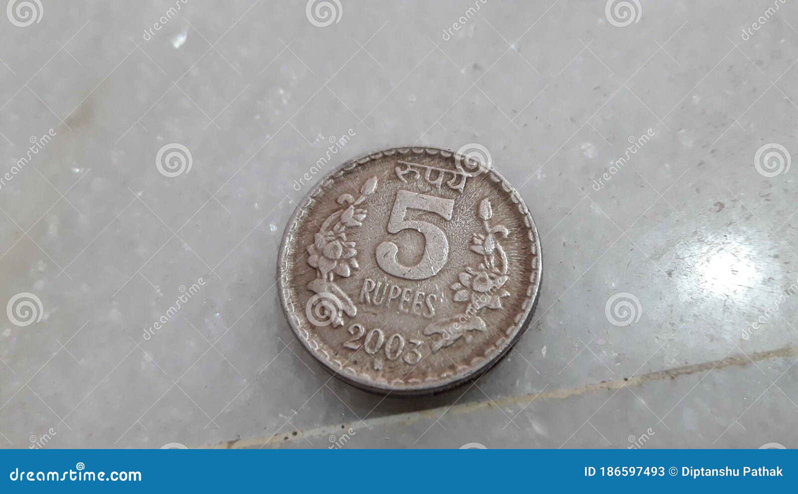 Five Rupees of Indian Coin and this Was Made in 2003 Year Stock Image ...