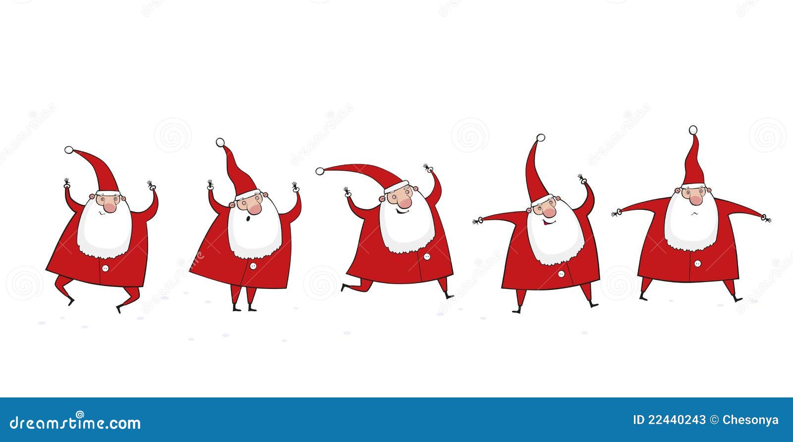 Five Santa Clauses stock illustration. Illustration of happy - 22440243