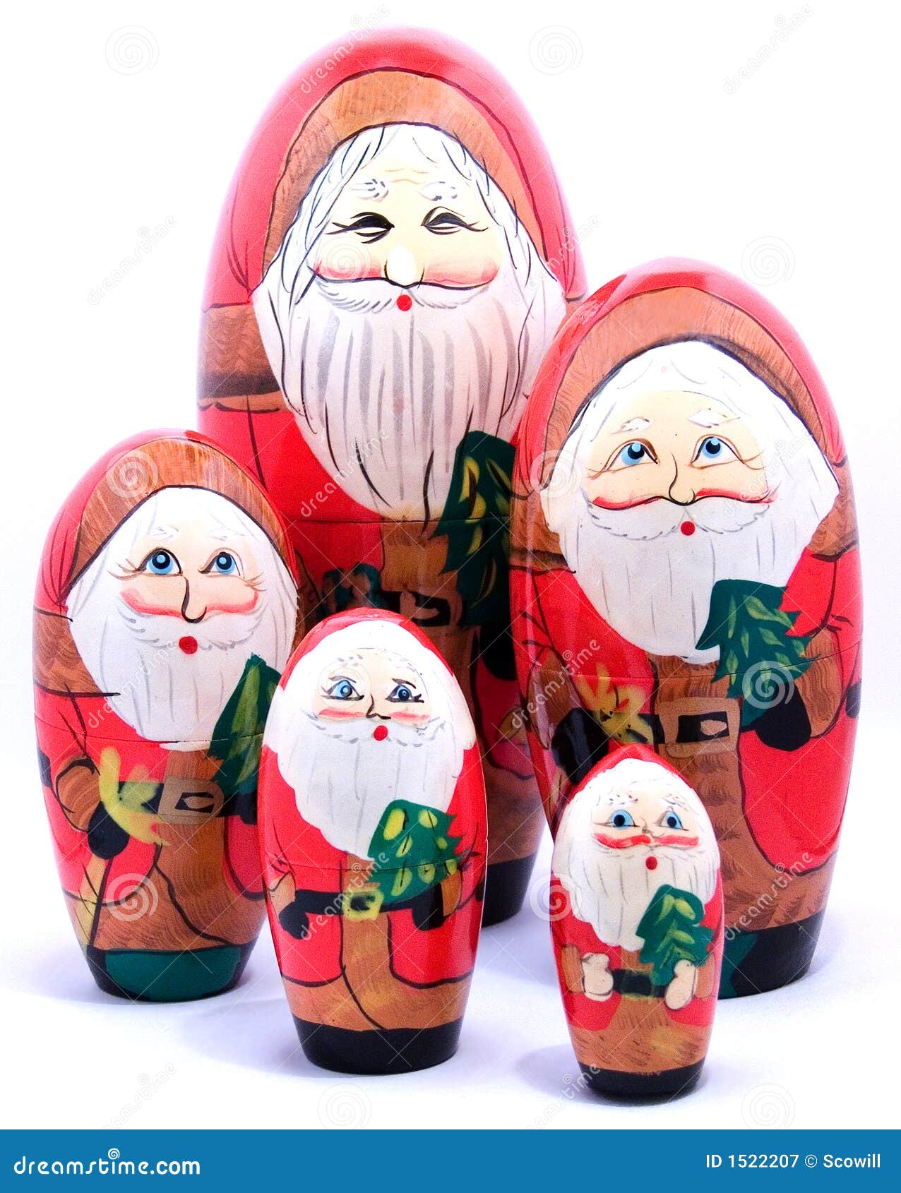 The Five Santas stock image. Image of nesting, doll, painted - 1522207