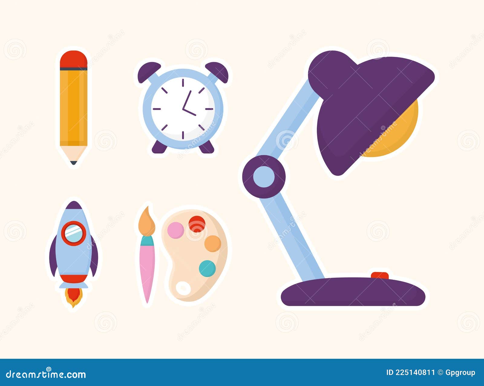 Five school items stock vector. Illustration of ship - 225140811