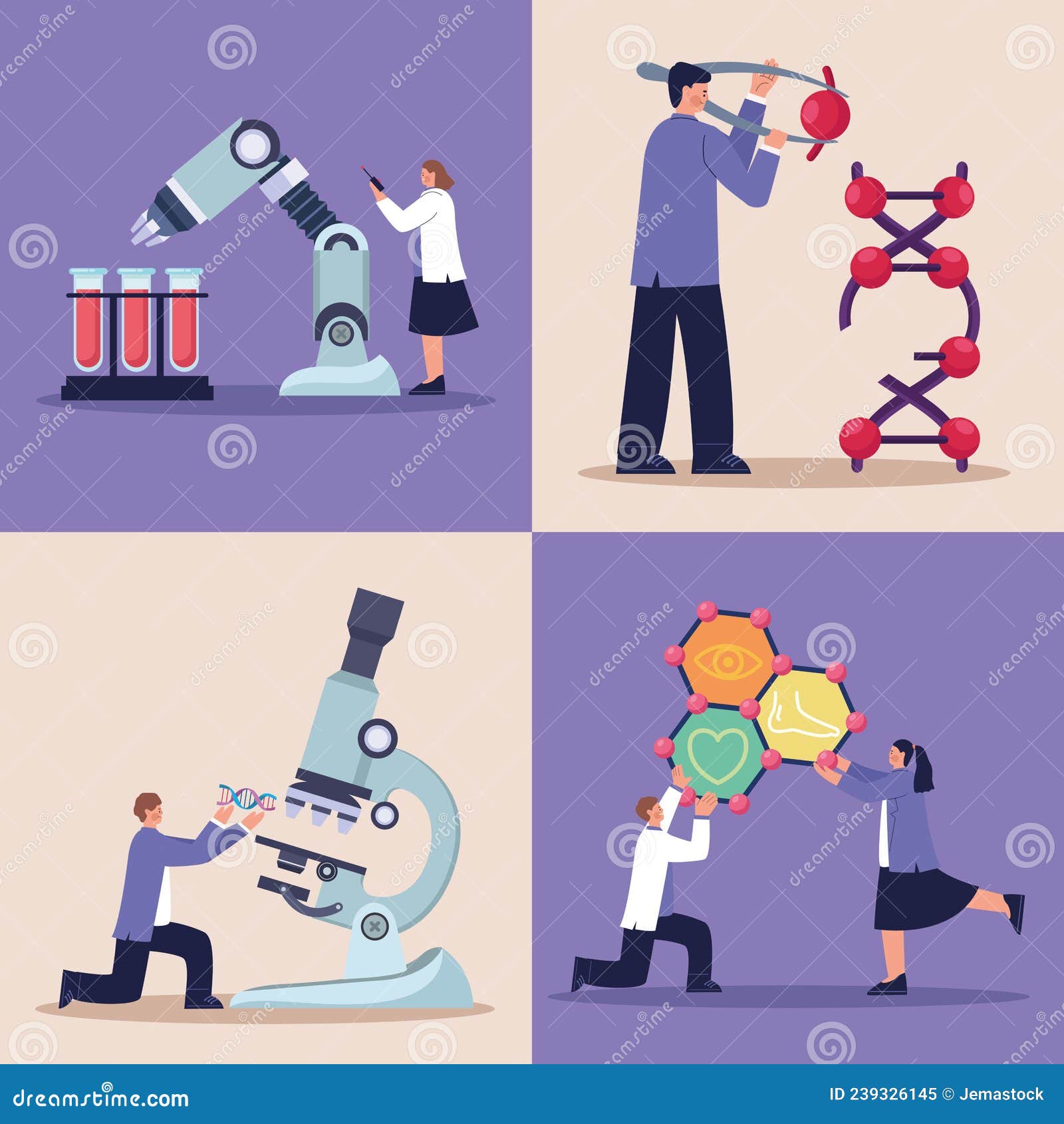 Five Scientist with Laboratory Icons Stock Vector - Illustration of ...