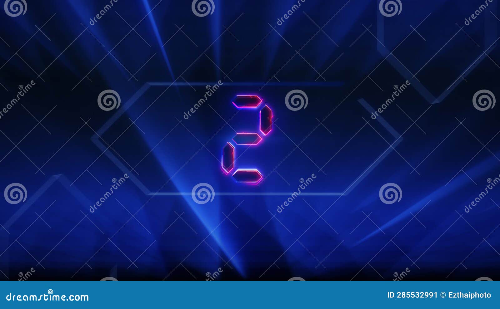 Five Seconds Countdown with Blue Digital Technology Animation Abstract ...