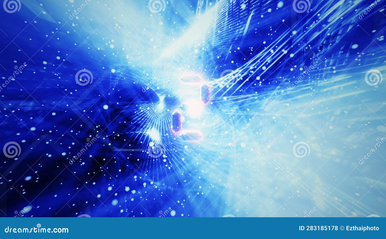 Five Seconds Countdown Timer with Abstract Blue Digital Technology Stock Footage - Video of ...