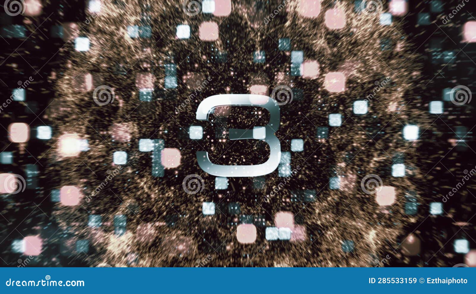 Five Seconds Countdown with Grid Digital and Fire Burst Stock Video ...