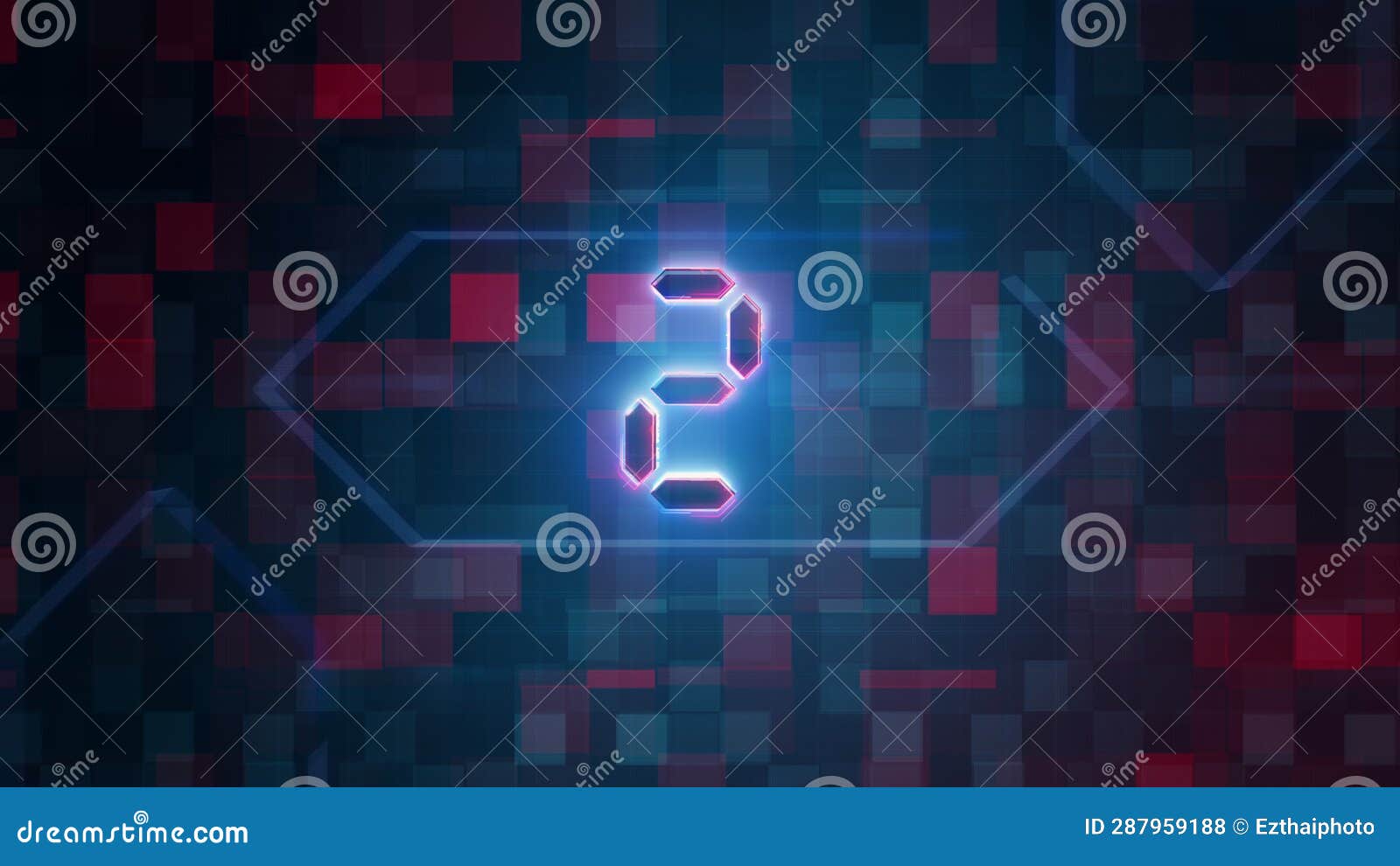 Five Seconds Countdown Timer with Red Blue Digital Technology Stock ...