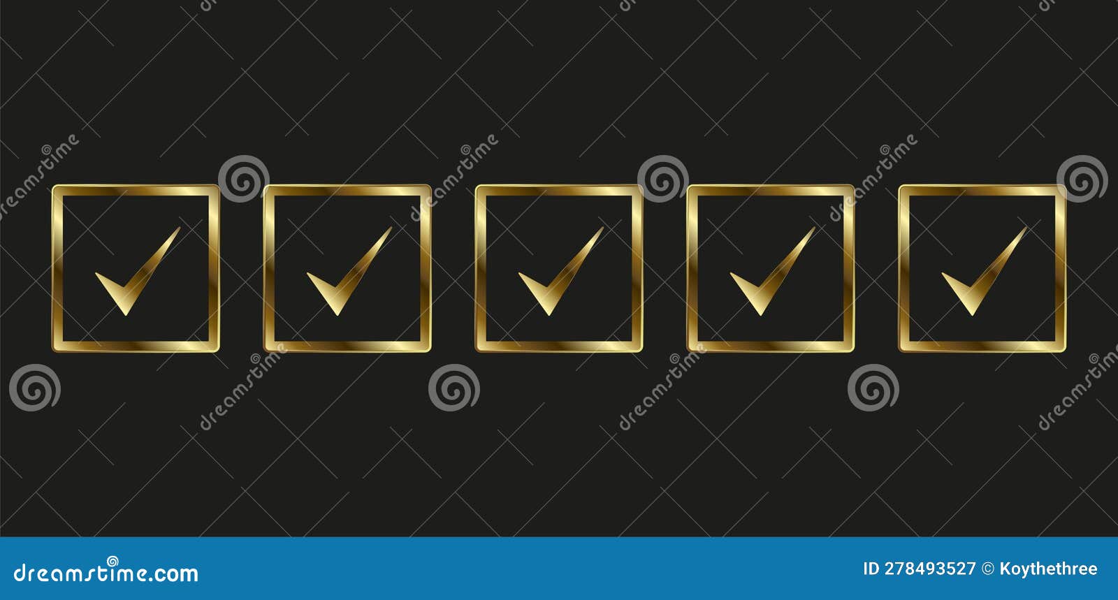 Five Selection Check Boxes in Check and Selection Symbol, Icon, Mark ...