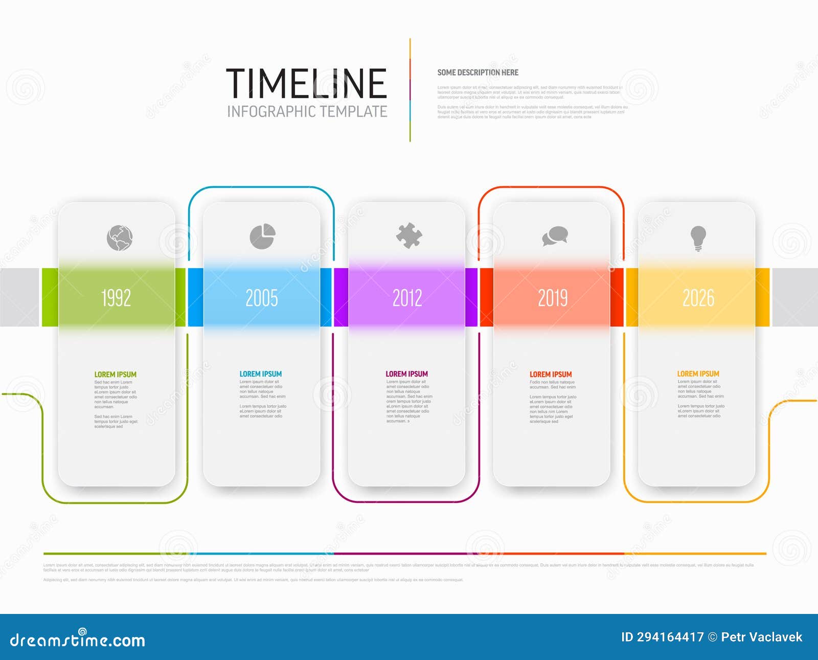 Five Semitransparent Glassy Rounded Rectangles Timeline Process ...