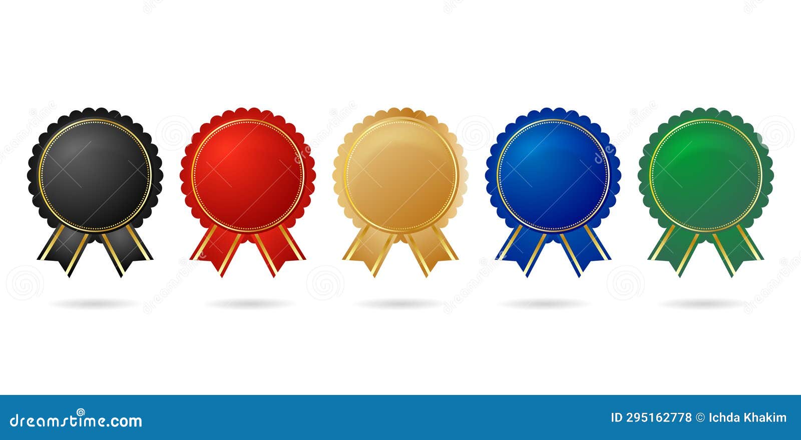 Five Set of Award Ribbons on a Colorful Design Isolated White ...