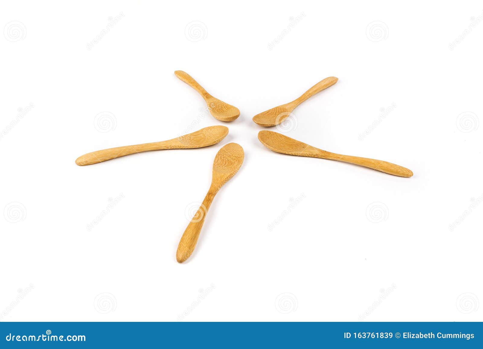 Five Shallow Bamboo Spoons in a Star Shape Stock Image - Image of ...