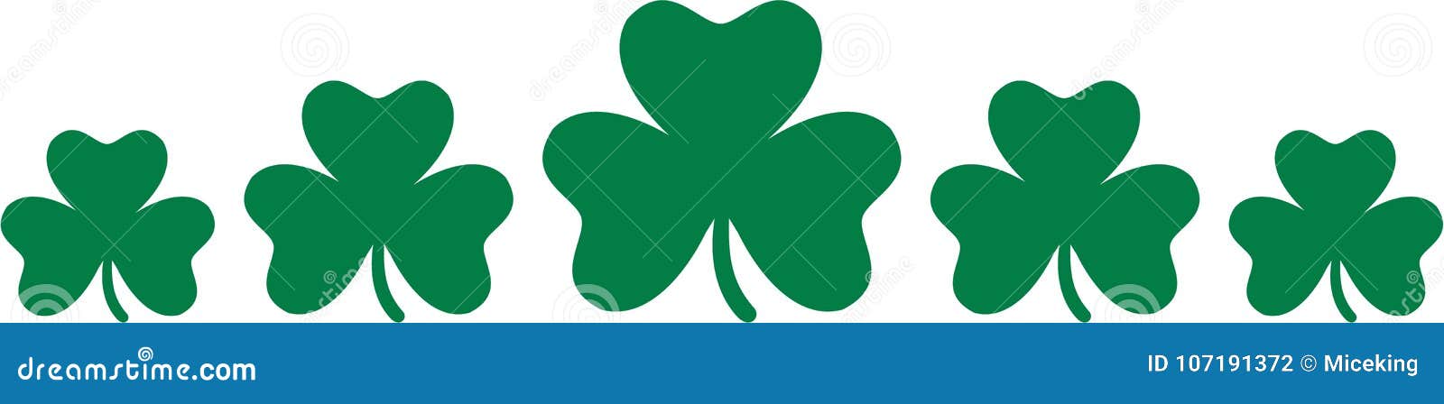 Five shamrocks in a row stock vector. Illustration of silhouette ...