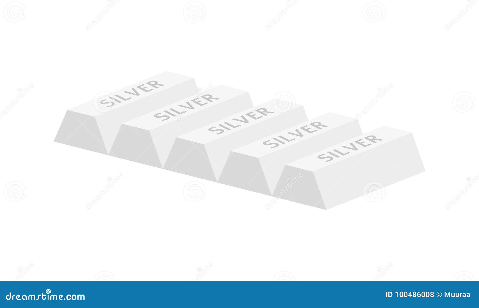 Five silver ingots stock vector. Illustration of market - 100486008