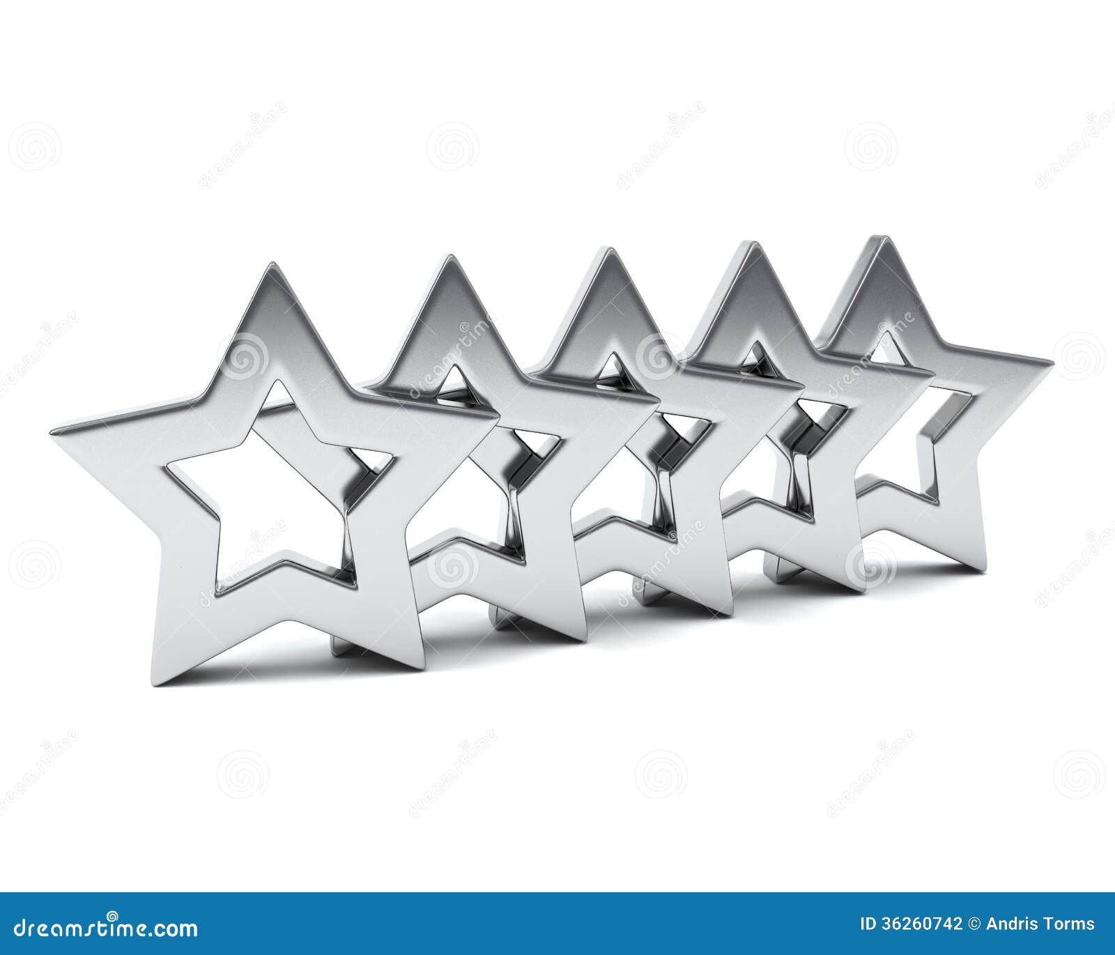 Five silver stars, 3d stock illustration. Illustration of like - 36260742