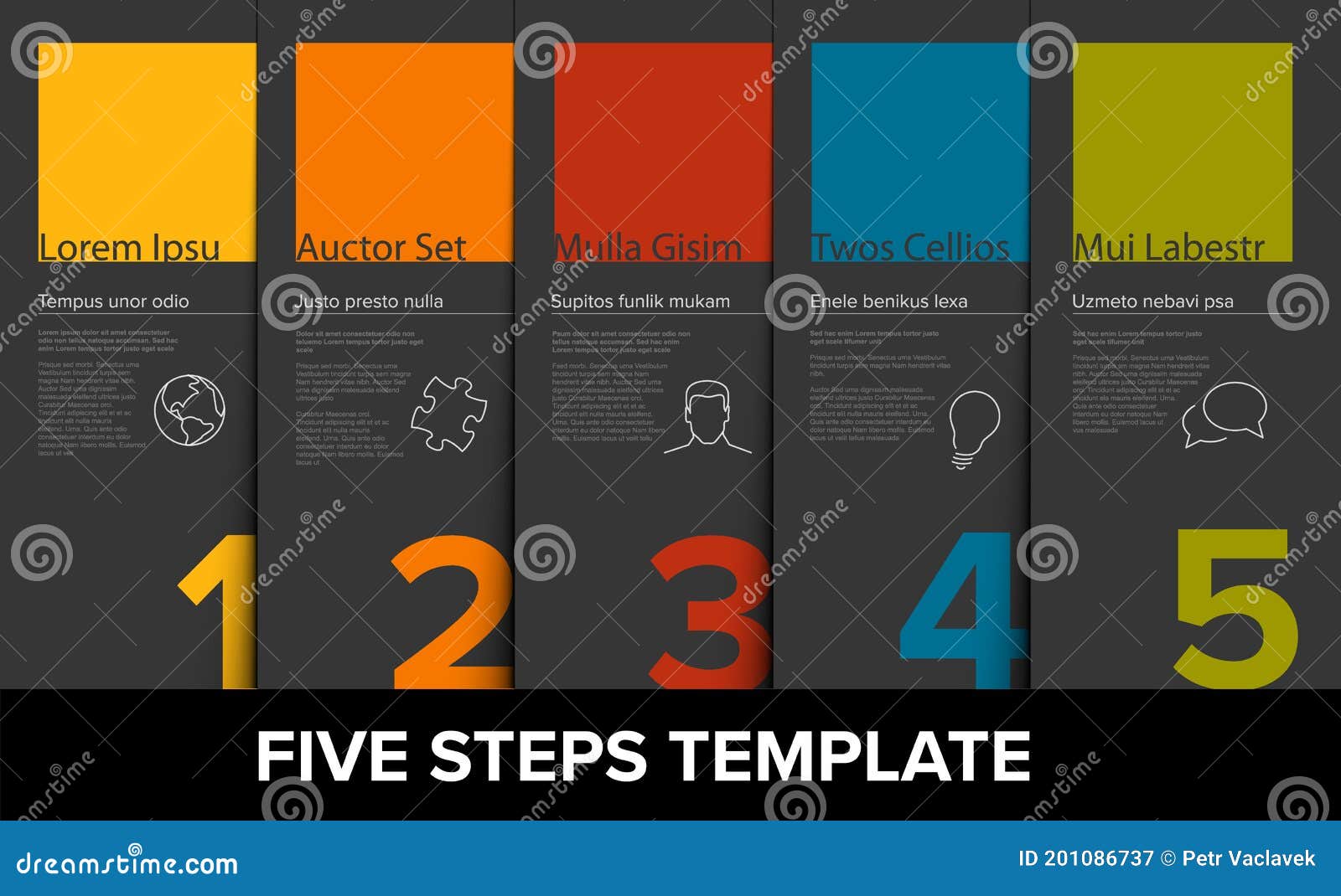 Five Simple Color Steps Process Infographic Template Stock Vector ...