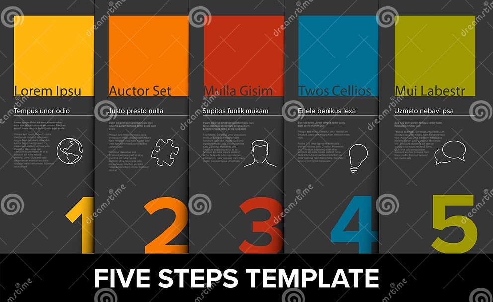 Five Simple Color Steps Process Infographic Template Stock Vector ...