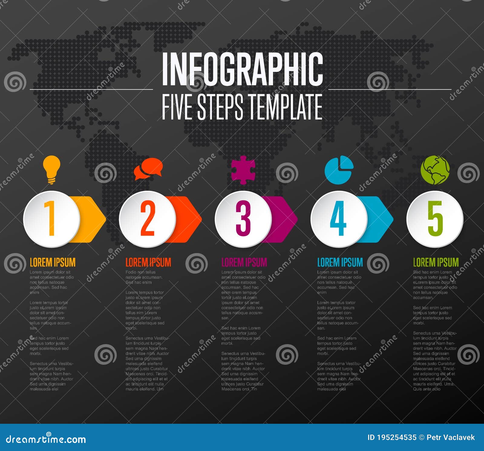 Five Simple Color Steps Process Infographic Template Stock Vector ...