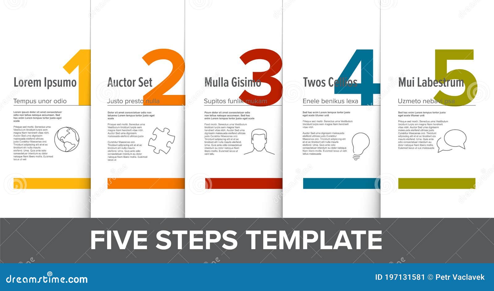 Five Simple Color Steps Process Infographic Template Stock Vector ...