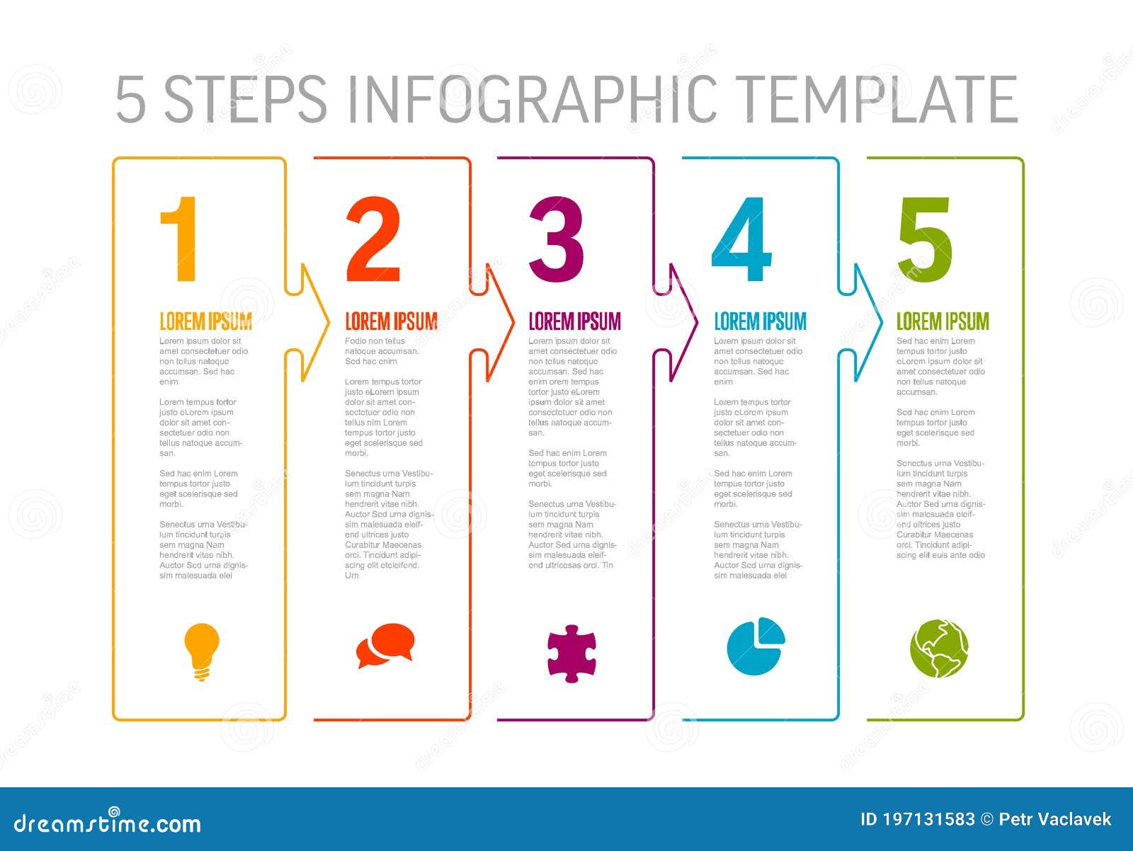 Five Simple Color Steps Process Infographic Template Stock Vector ...