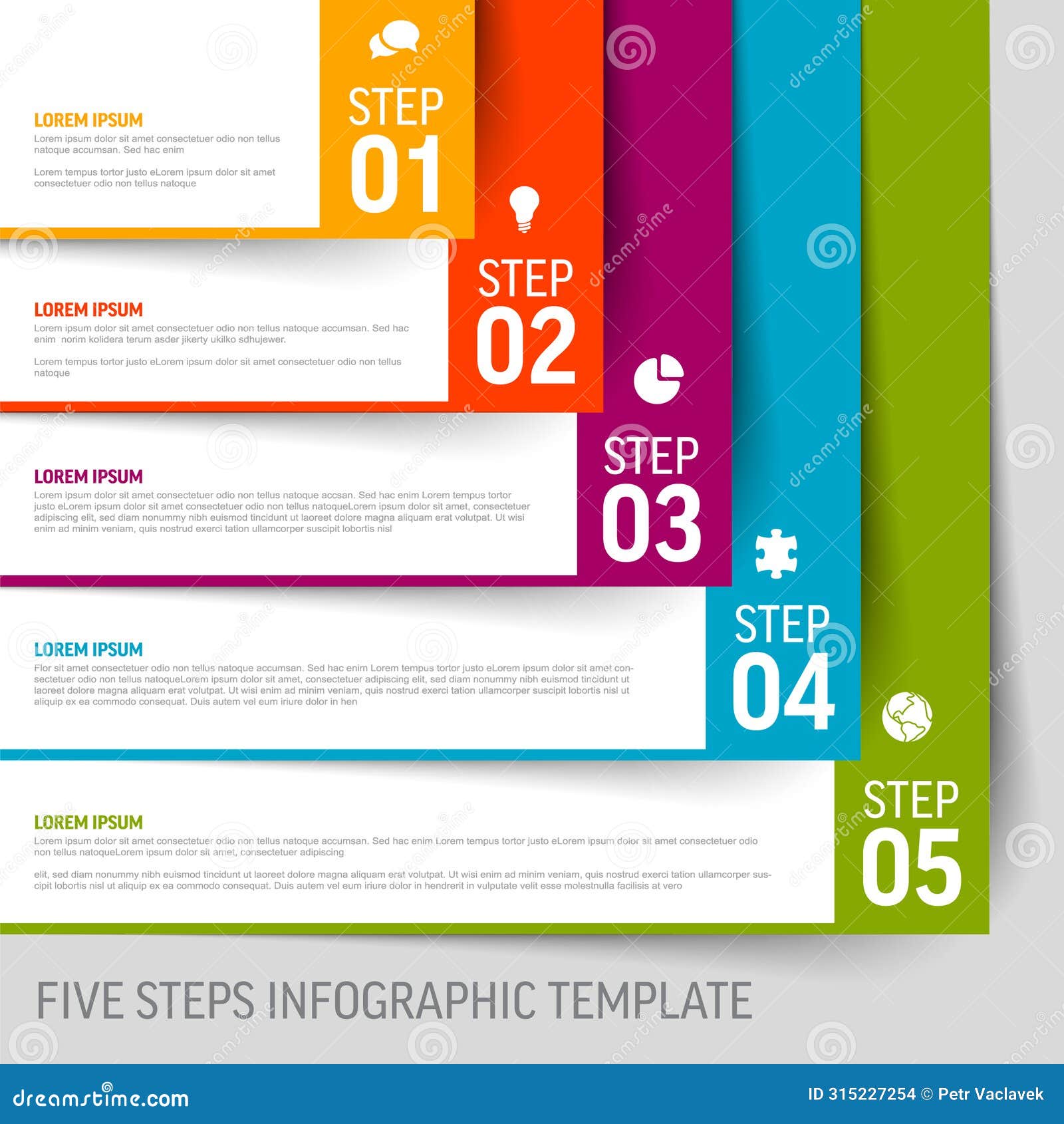 Five Simple Slips of Paper As Steps Process Infographic Template on ...