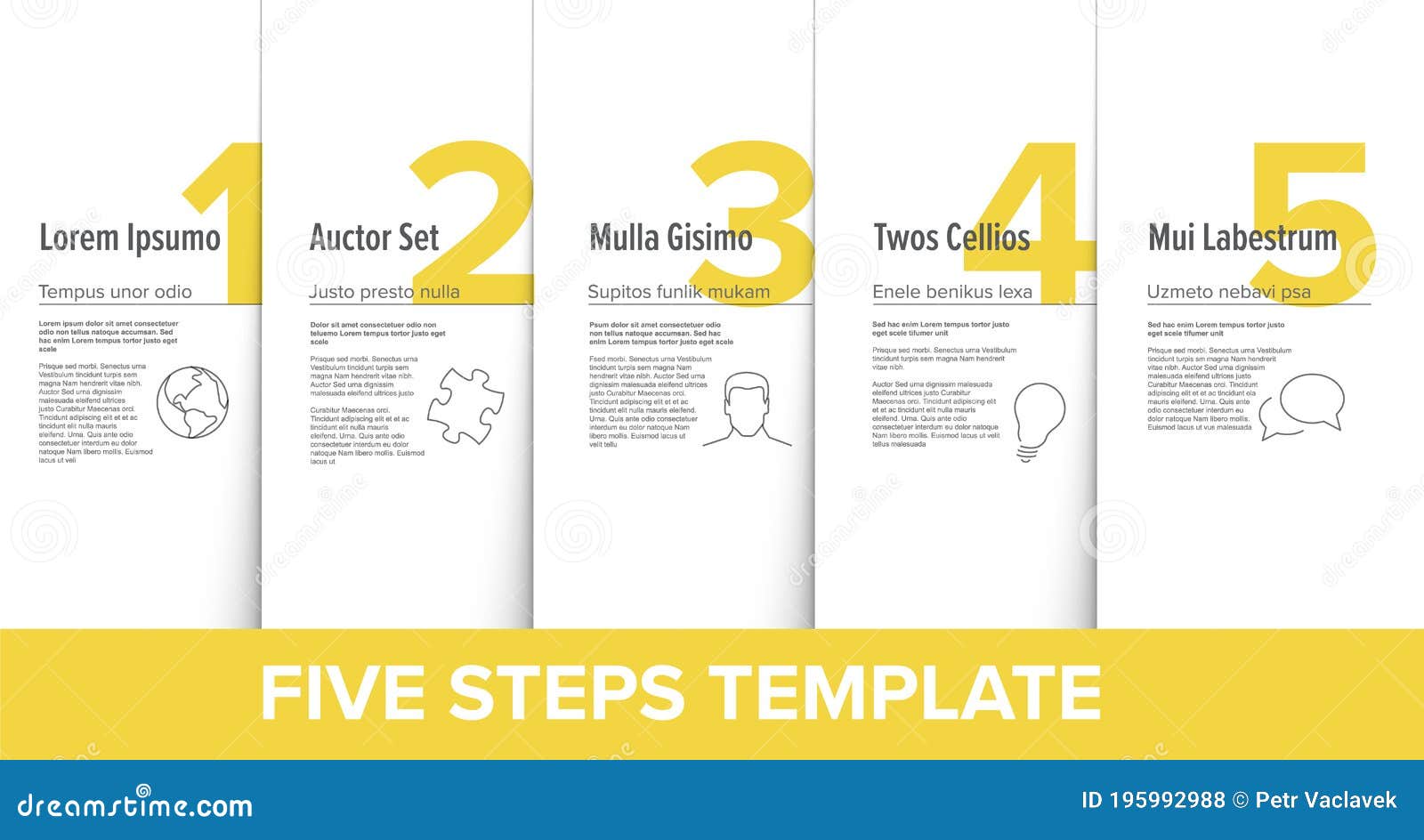 Five Simple Yellow Steps Process Infographic Template Stock Vector ...