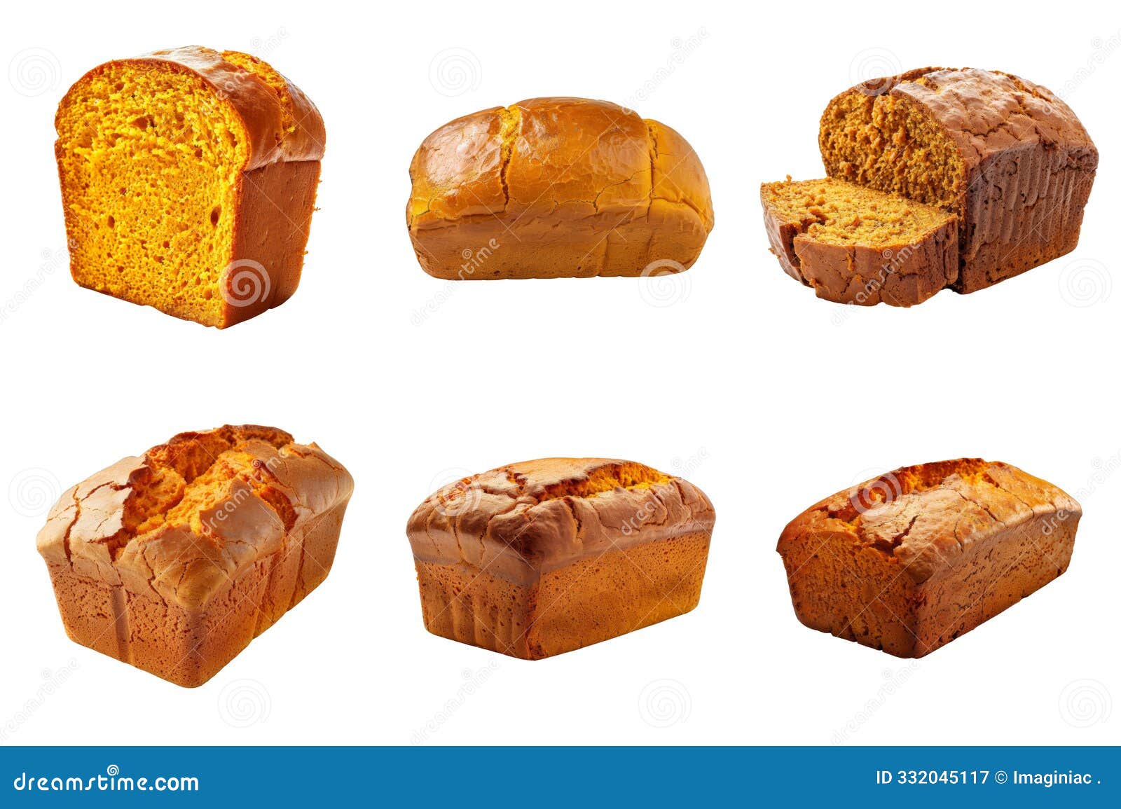 Five Slices of Golden Brown Bread, One Cut in Half Stock Illustration ...