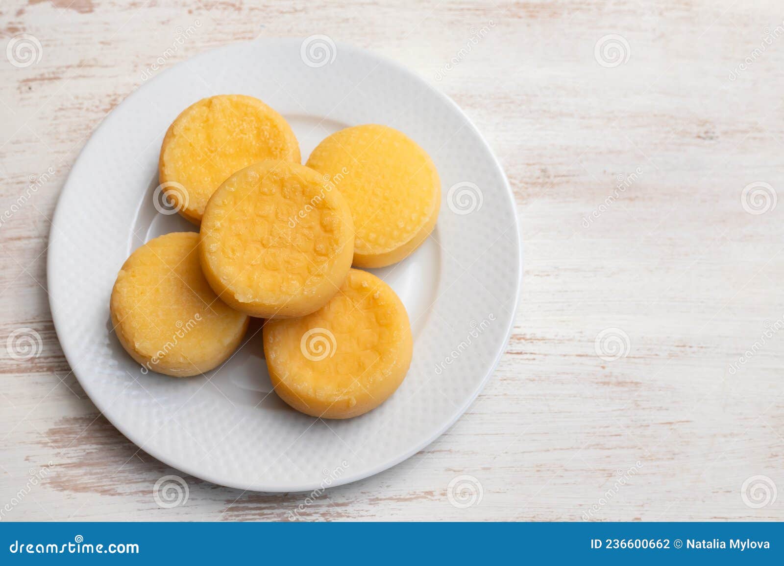 Five Small Cheeses on Small White Plate Stock Photo - Image of rustic ...