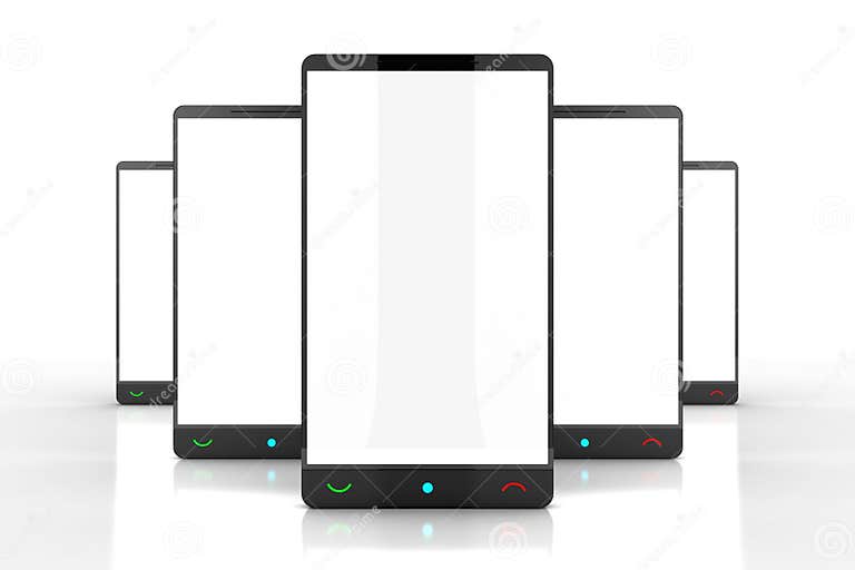 Five Smart Phones stock illustration. Illustration of copyspace - 24165105